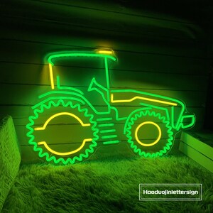 Tractor Neon Sign, Custom Vehicle LED Neon Sign Night Light Farm Salon ...