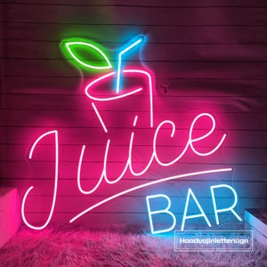 Juice Bar Neon Sign, Custom Drinks Fresh Juice Boba Tea LED Neon Light ...