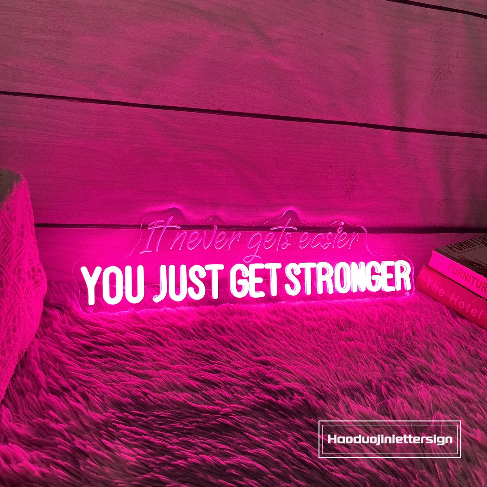 It Never Gets Easier You Just Get Stronger Neon Sign, Custom Home Gym ...