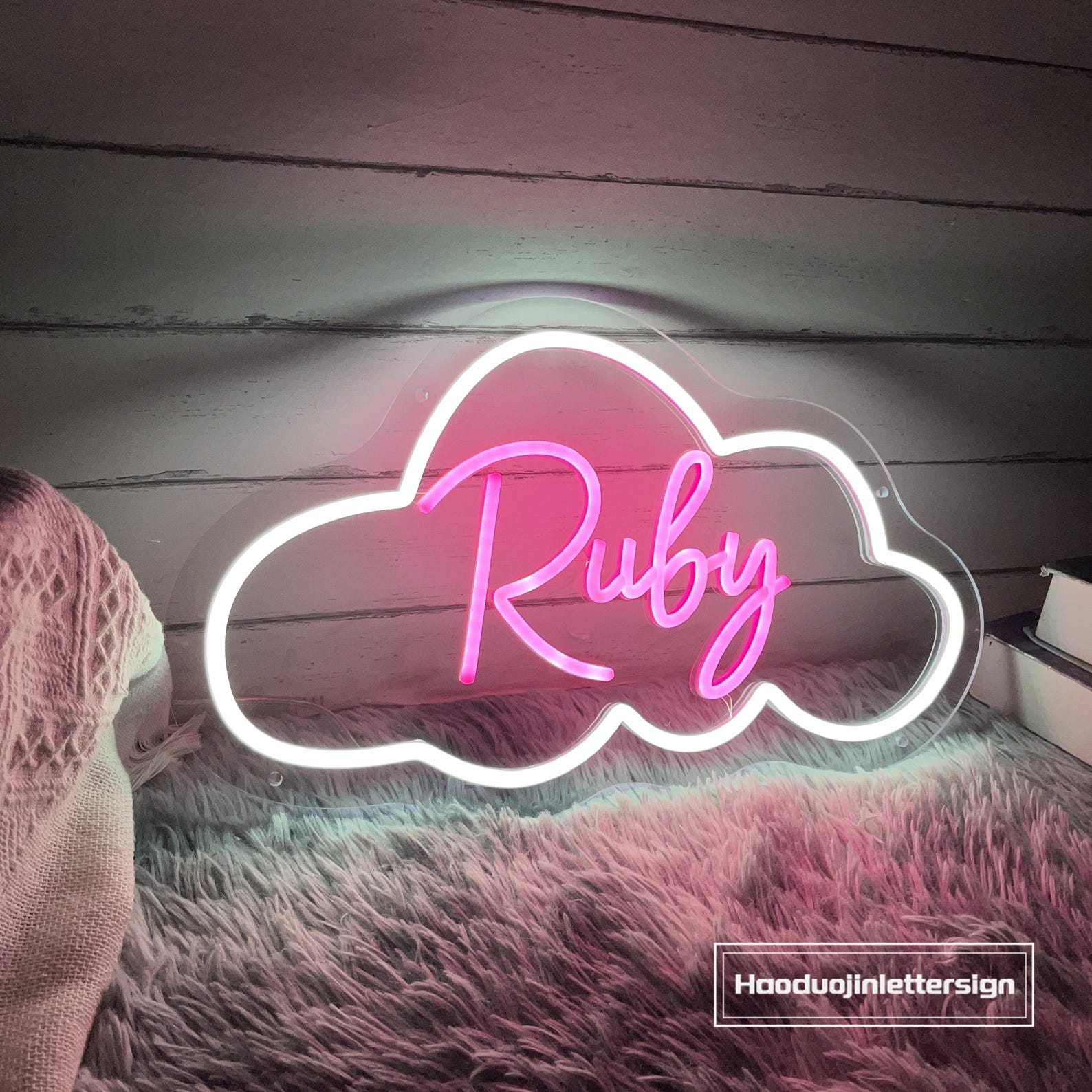 Custom Cloud Name Neon Sign, Personalized Girl Baby Kid's Room LED Neon ...