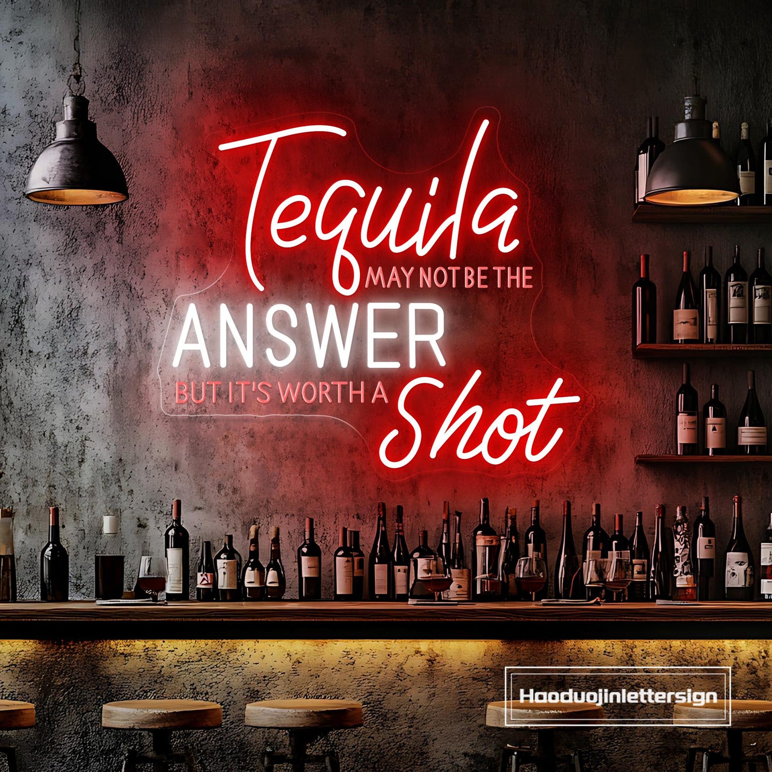 Tequila May Not Be the Answer but It's Worth A Shot Neon Sign, Custom ...