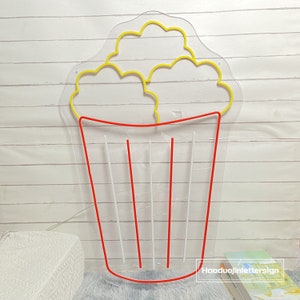 Popcorn LED Neon Sign, Custom Cinema Food Bar Neon Light Home Movie ...