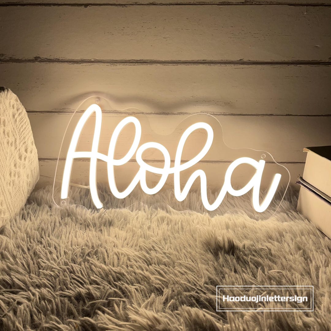 Aloha Neon Sign, Custom Hawaii Bar LED Neon Light Sign Home Bar Wall ...