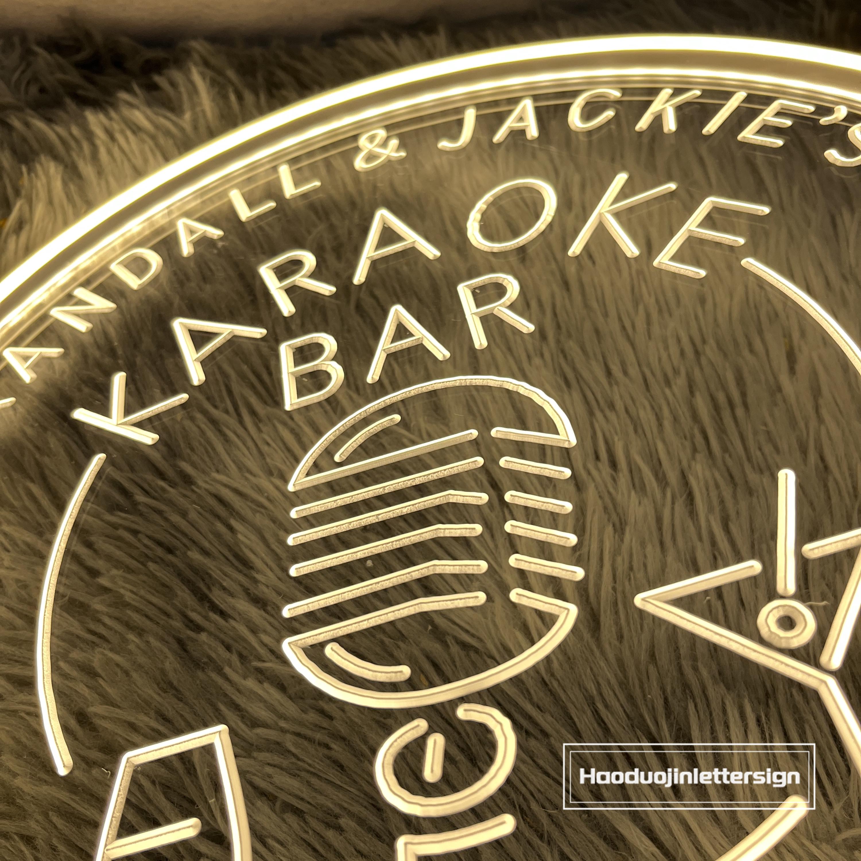 Custom Karaoke Bar Neon Sign, USB 3D Engraved Karaoke LED Neon Light ...