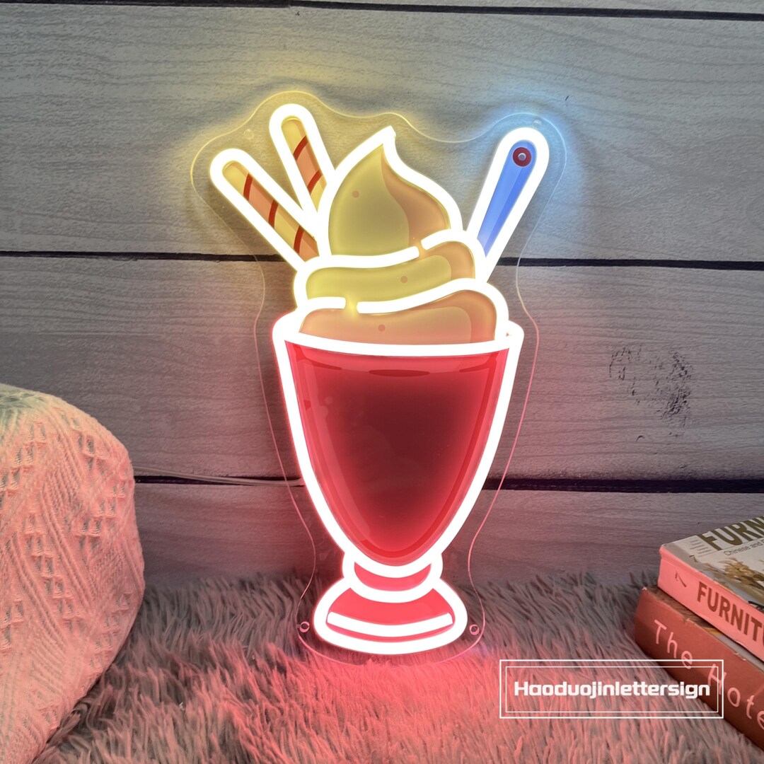 Milkshake Neon Sign, Custom UV Printing Ice Cream Bar Smoothie LED Neon ...