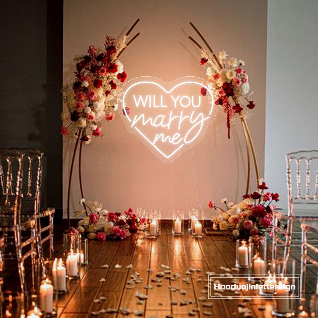 Will You Marry Me Heart Neon Sign, Custom Wedding LED Neon Light ...