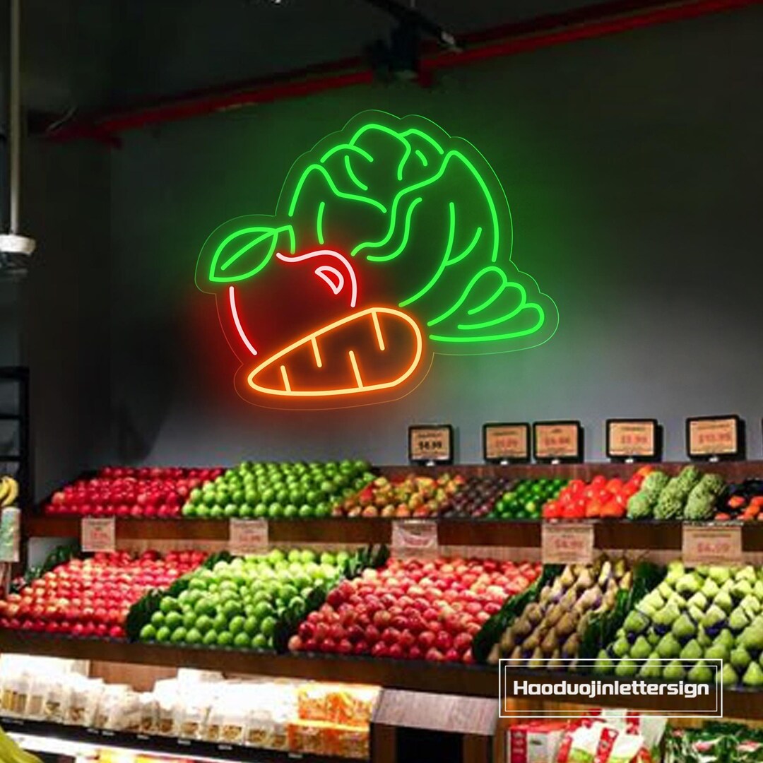 Vegetables Neon Sign, Custom Organic Fruit Vegan Food Tomato LED Neon ...