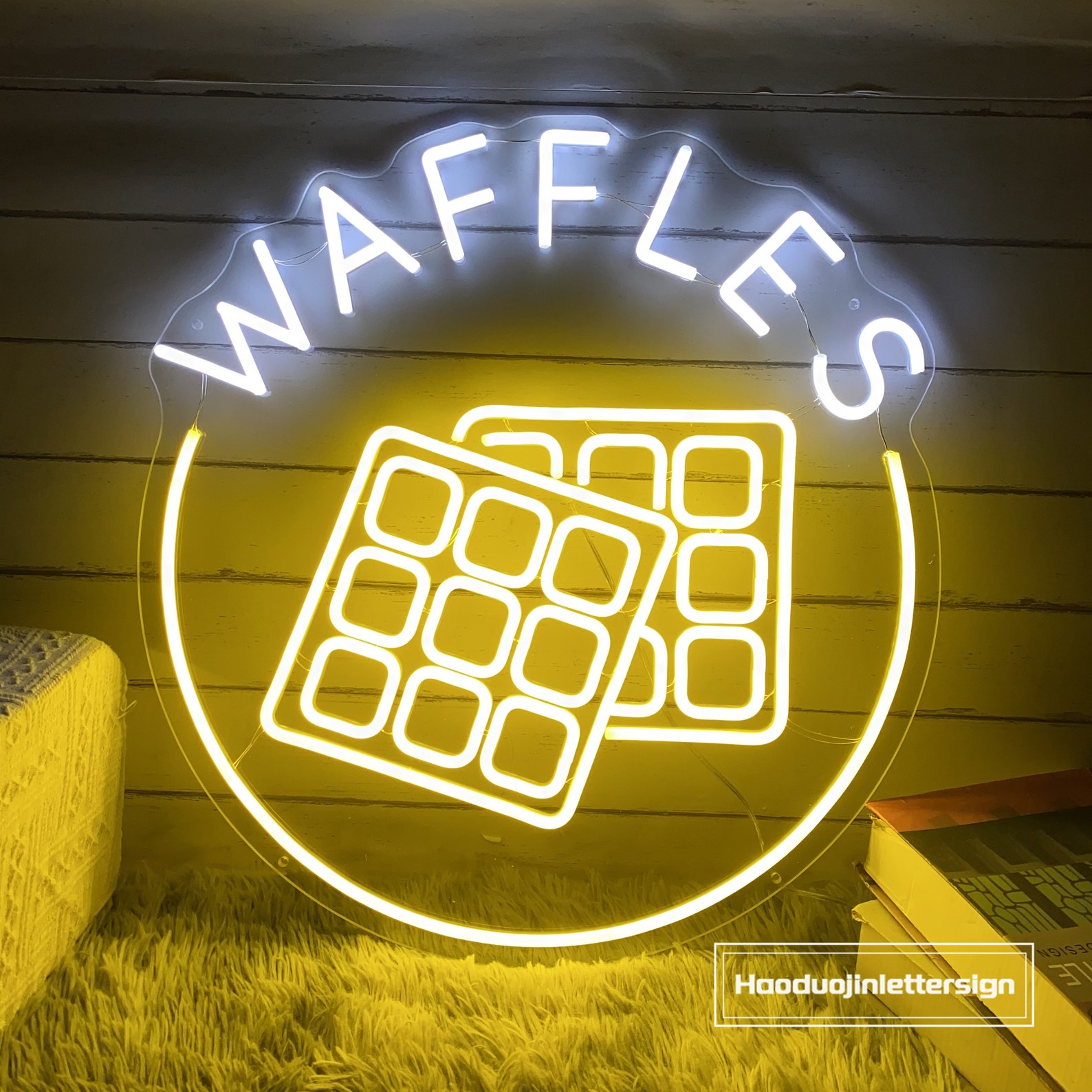 Waffles Neon Sign Custom Bakery Shop Dessert House LED Neon Light ...