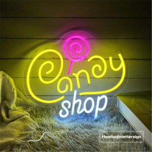 Custom Candy Shop LED Neon Sign Candy Lollipop Food Night Light Home ...