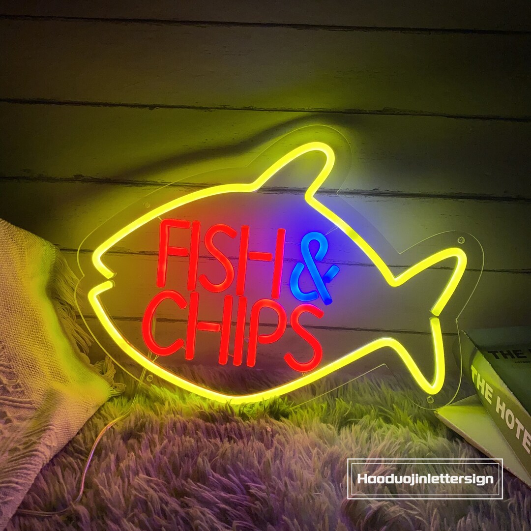 Fish & Chips Neon Sign Custom Restaurant LED Neon Light Home - Etsy UK