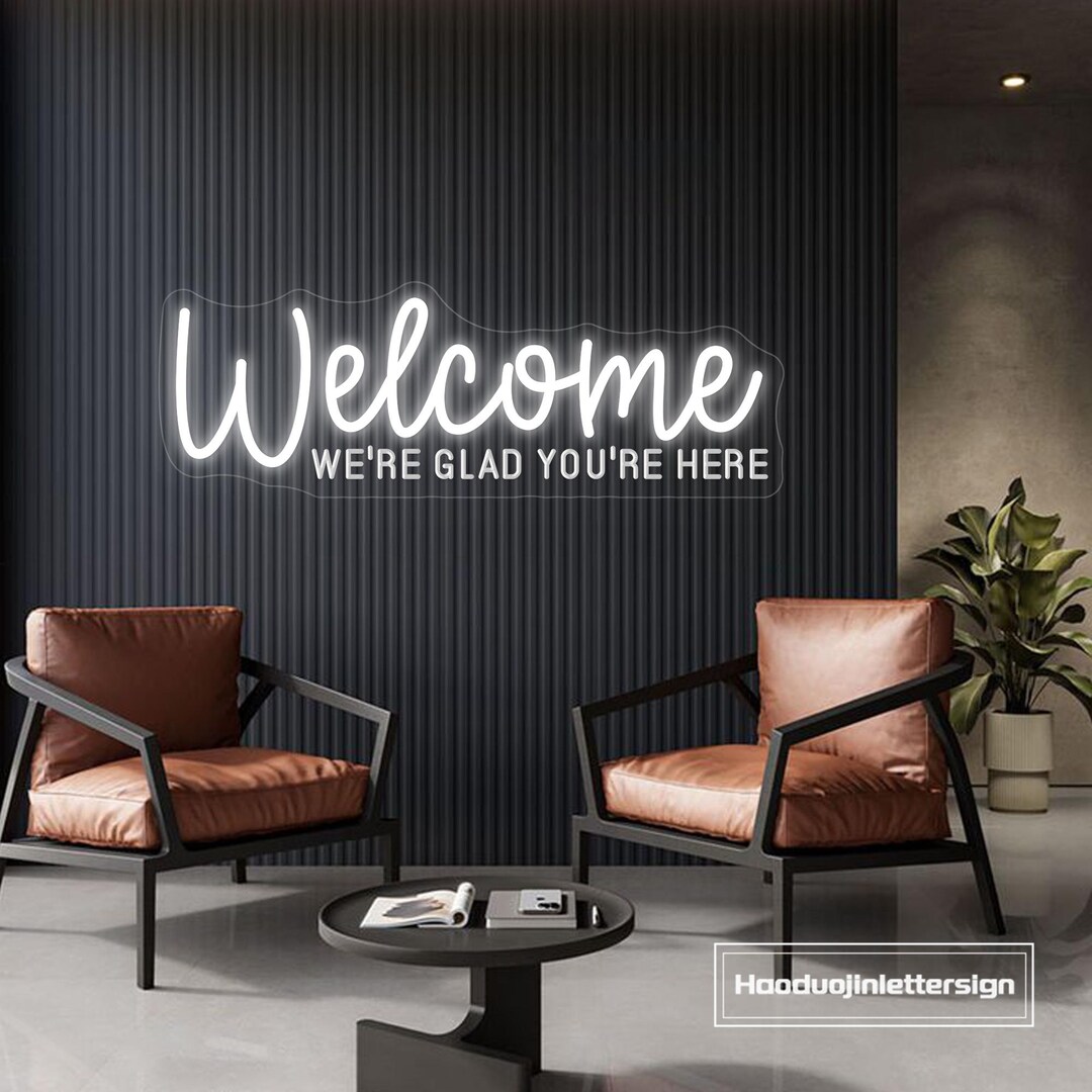 Welcome We're so Glad You're Here Neon Sign, Church Entry Way, Welcome Door Sign for Office ...