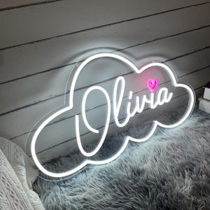 Custom Cloud Name Neon Sign, Personalized Girl Baby Kid's Room LED Neon ...