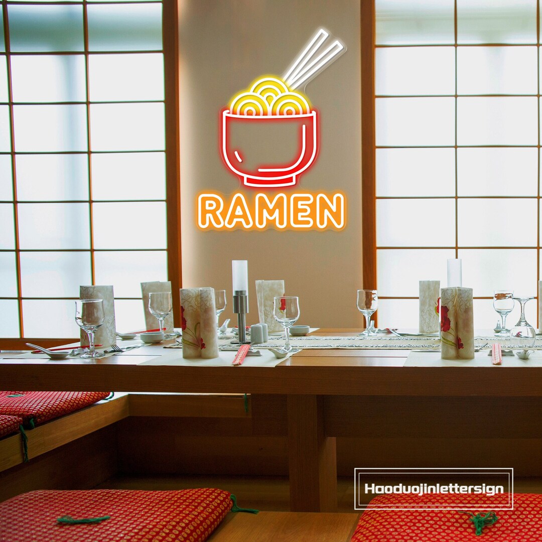 Ramen Bowl LED Neon Sign, Custom Japanese Ramen Noodles Restaurant Neon ...