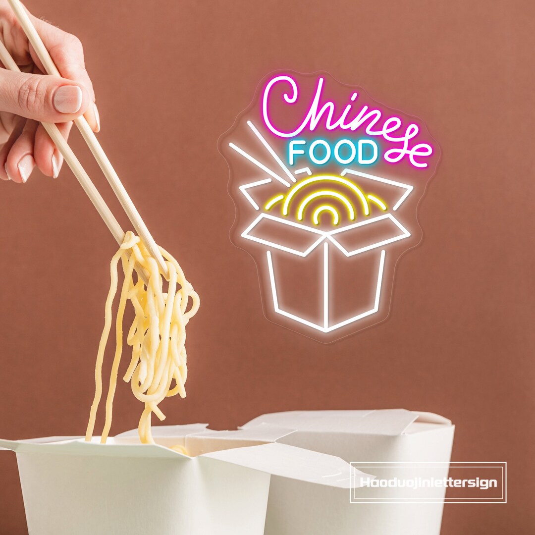 Chinese Food LED Neon Sign, Custom Cute Chinese Restaurant Ramen ...