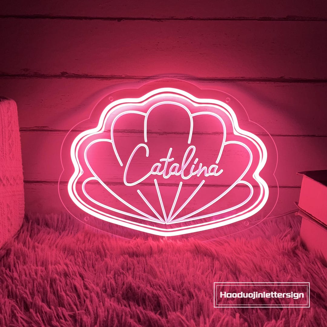 USB 3D Engraved Custom Name LED Neon Sign, Cute Shell Shape Neon Night ...