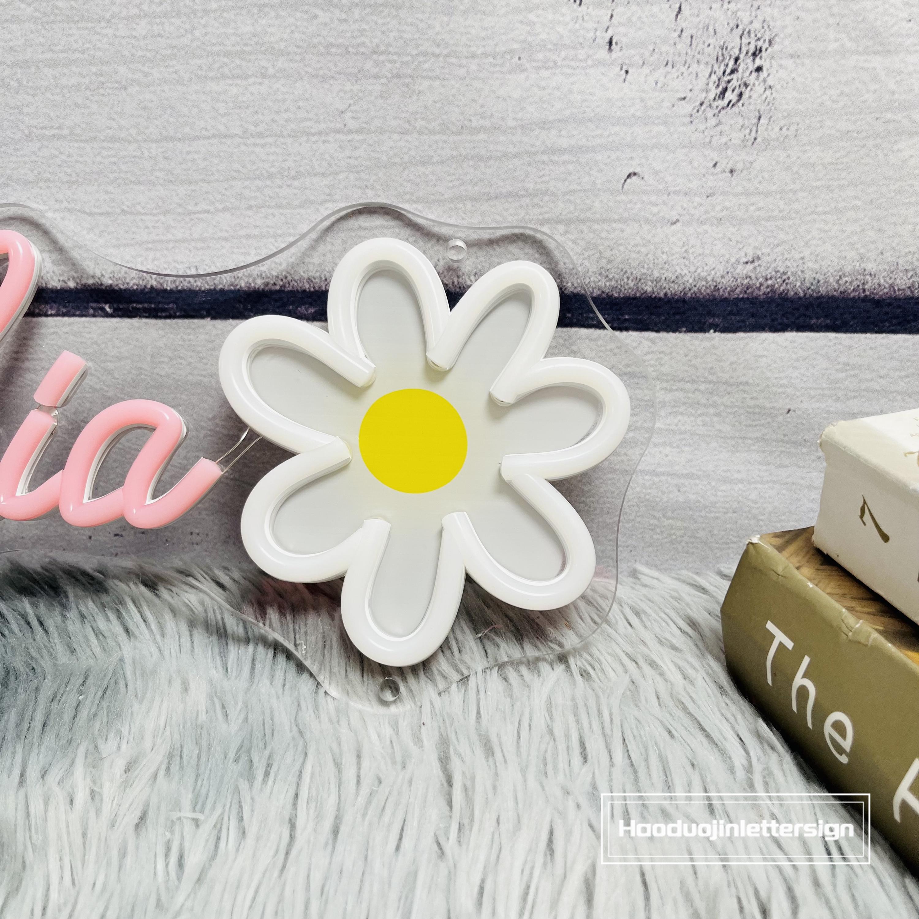 Custom Daisy Flower Name LED Neon Sign, Personalized Kid's Bedroom ...