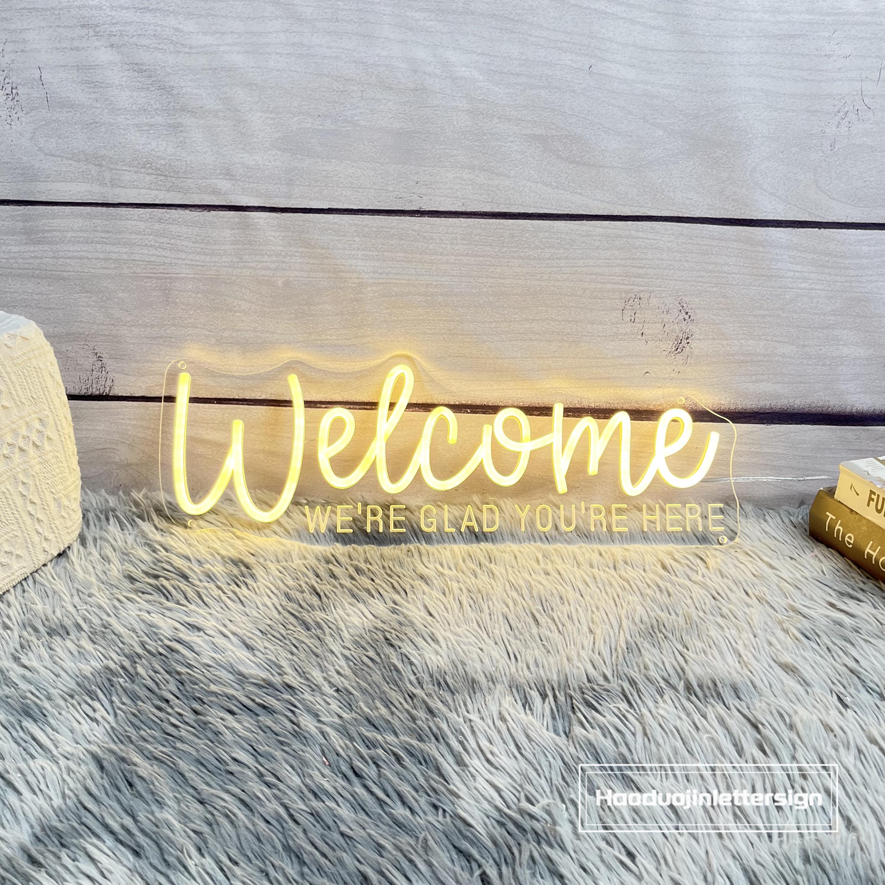 Welcome We're so Glad You're Here Neon Sign, Church Entry Way, Welcome ...