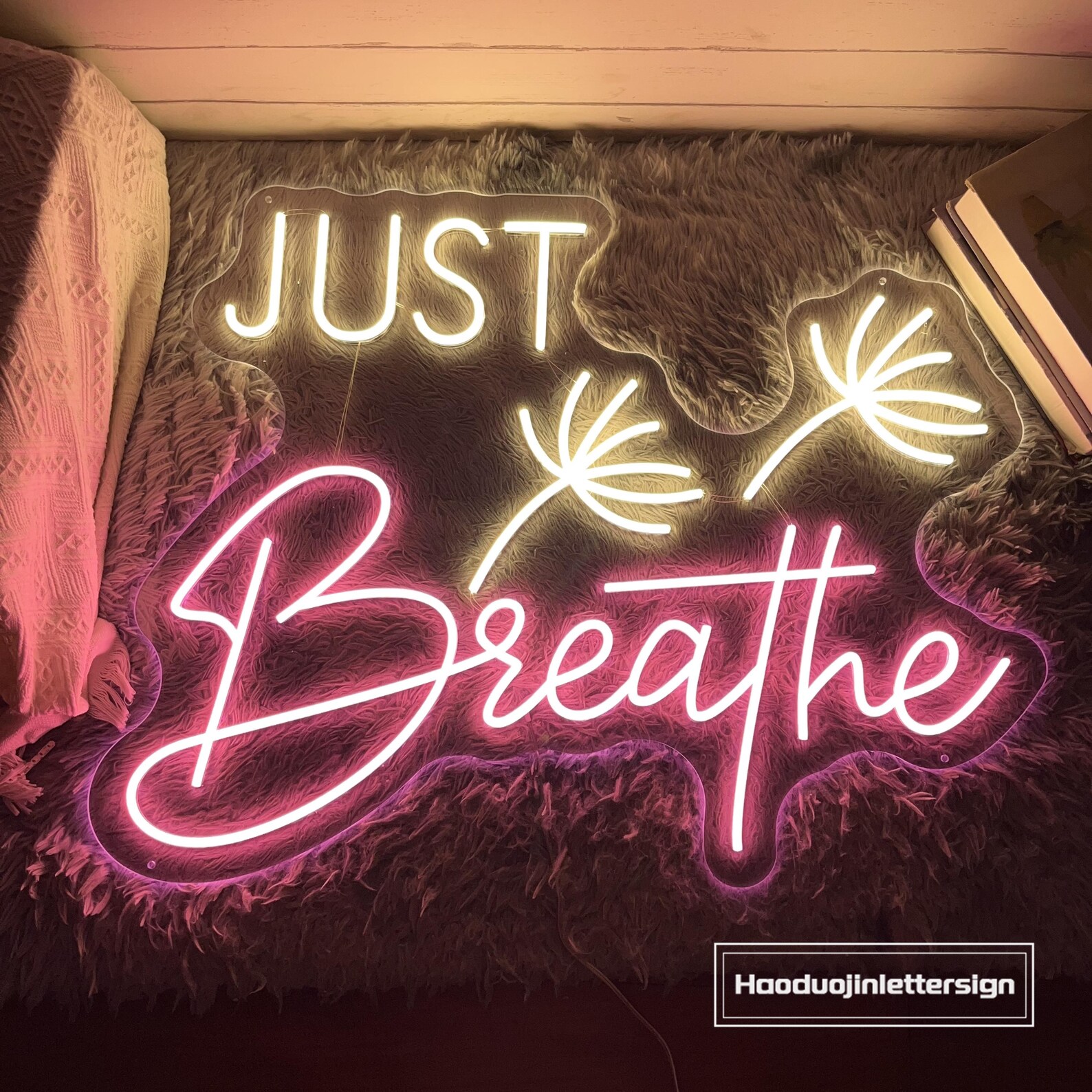 Just Breathe Dandelion LED Neon Sign: Yoga Studio Decor - Etsy