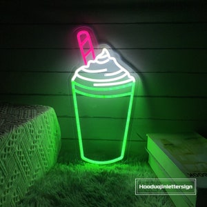 Milkshake Smoothie Ice Cream Custom Restaurant LED Neon Sign Light up ...