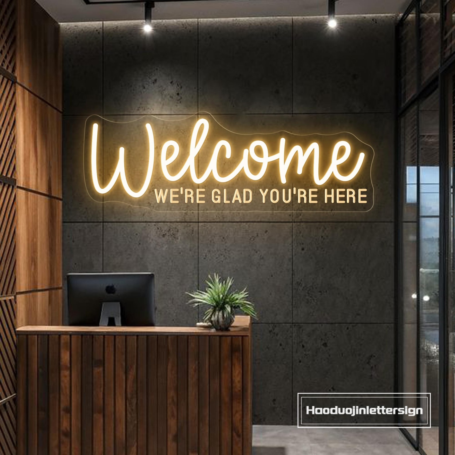 Welcome We're so Glad You're Here Neon Sign, Church Entry Way, Welcome Door Sign for Office ...