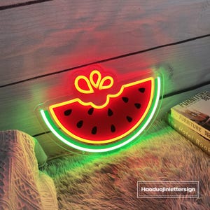 Cute Watermelon Neon Sign, Custom Fruit LED Neon Light UV Printed Fruit ...