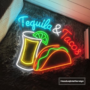 Tequila & Tacos LED Neon Sign, Custom Taco Party Mexican Restaurant ...