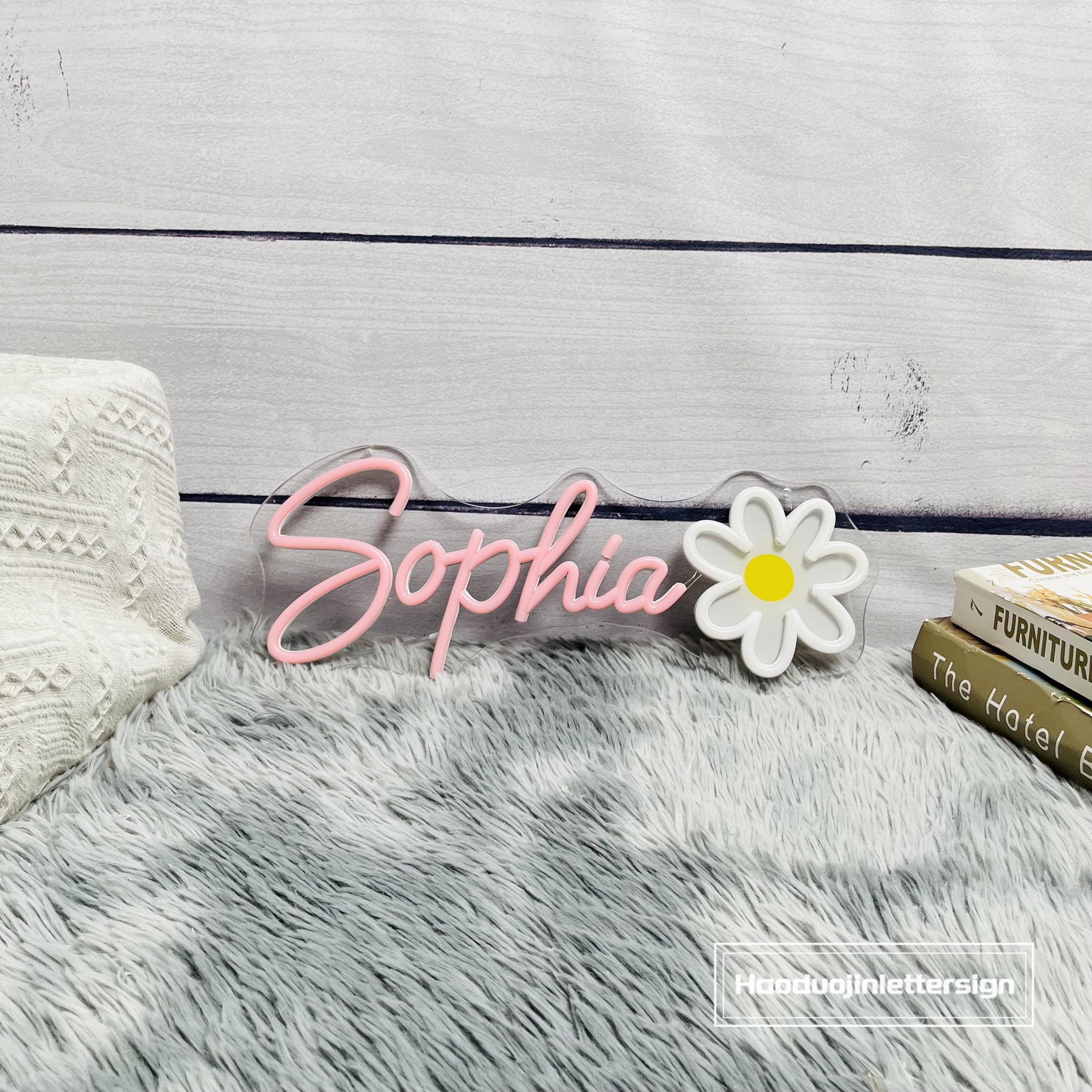 Custom Daisy Flower Name LED Neon Sign, Personalized Kid's Bedroom ...