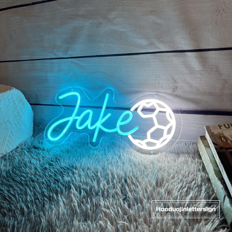 Custom Soccer Name Neon Sign, Boy's Bedroom Nursery Name LED Neon Light ...