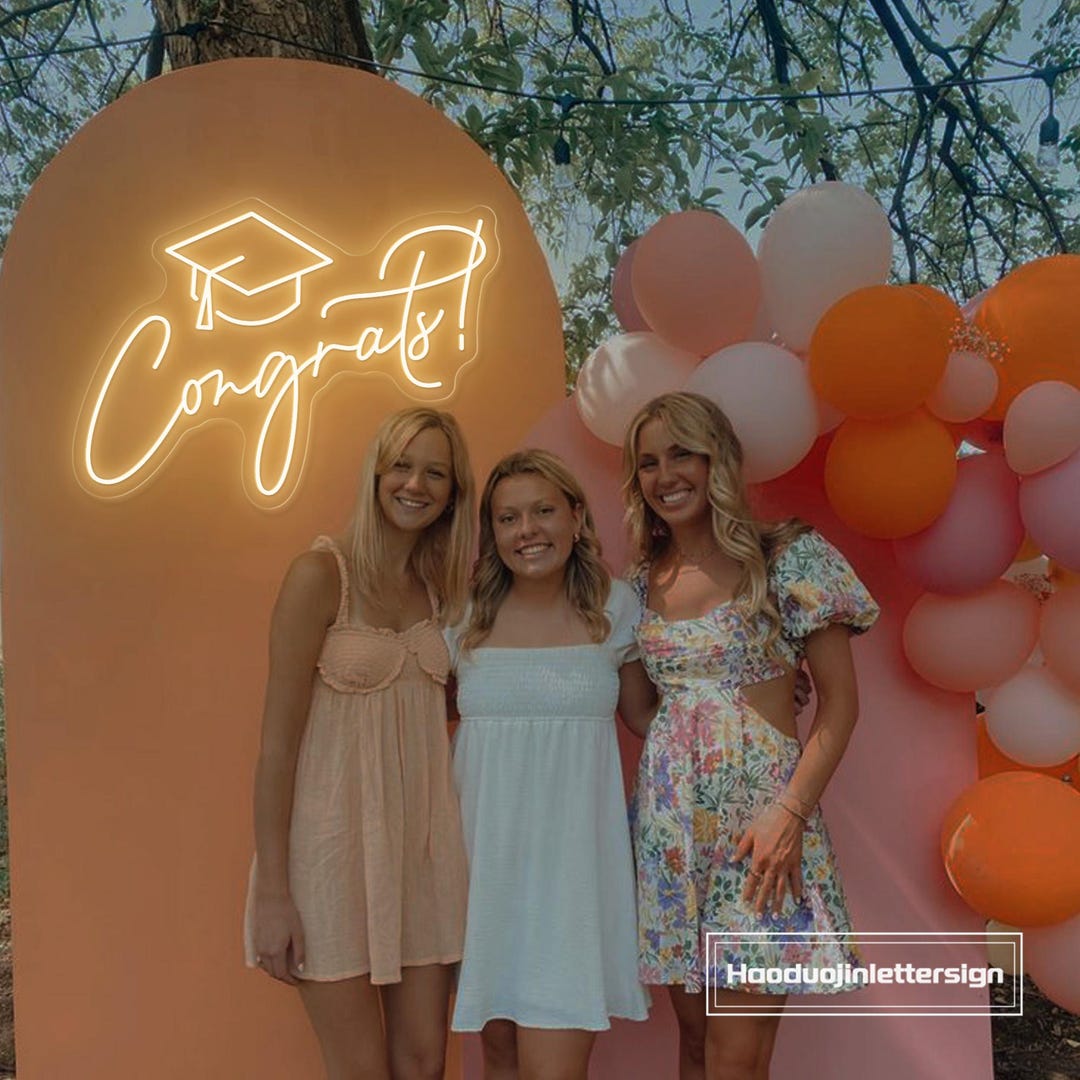 Congrats! Cap LED Neon Sign, Custom Congrats Grad Neon Light, Prom ...