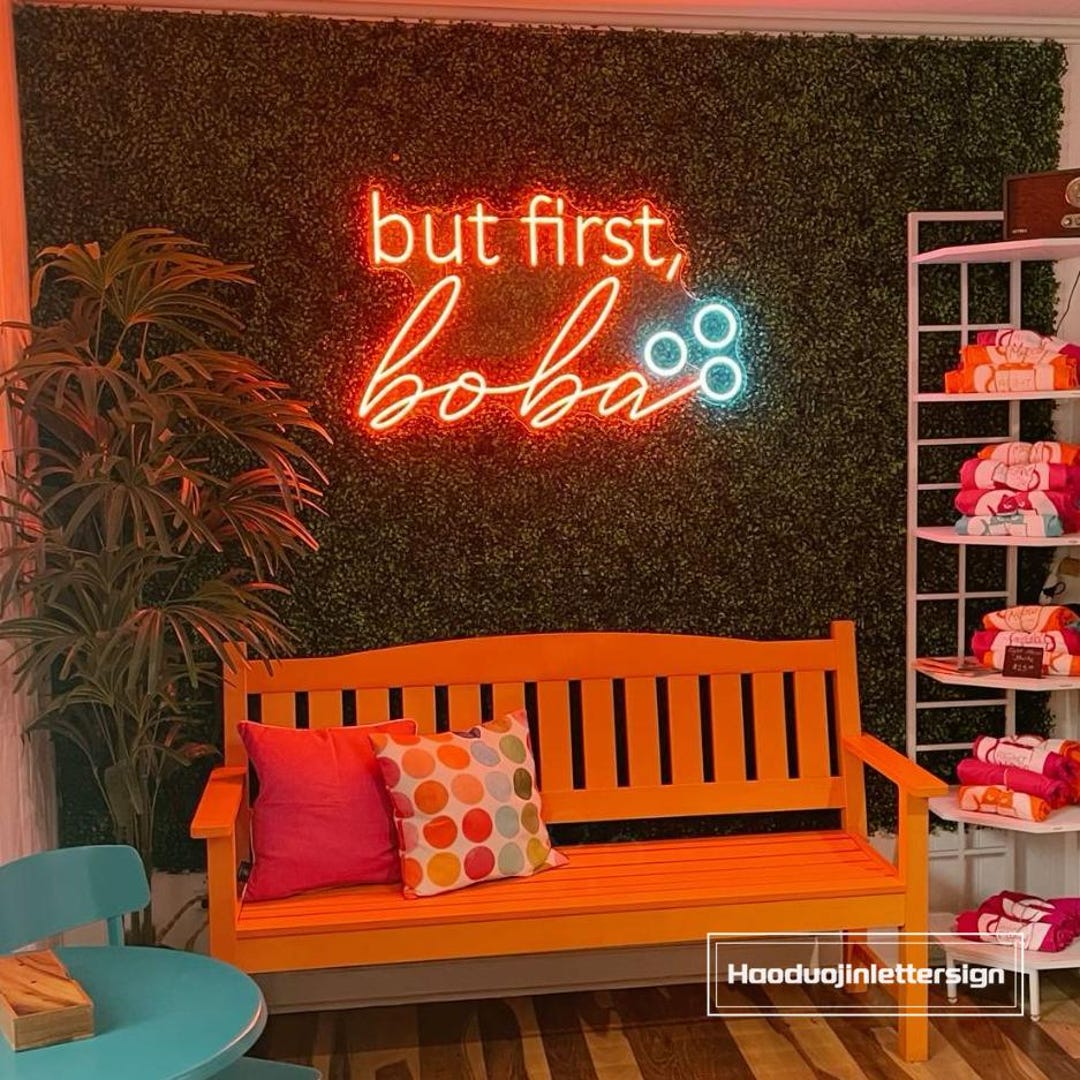 But First Boba Neon Sign, Custom Boba Tea Bubble Tea Milk Tea LED Neon ...