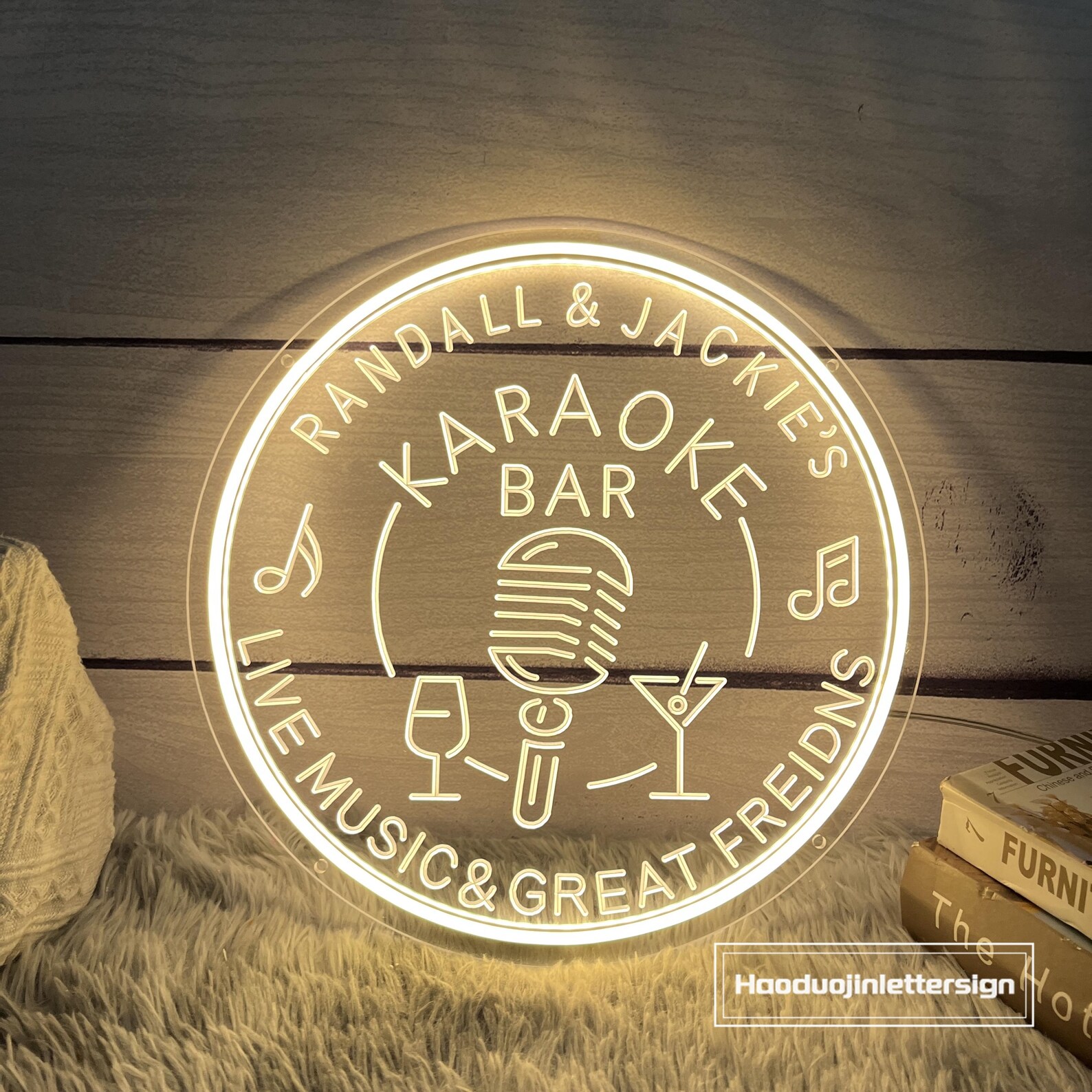 Custom Karaoke Bar Neon Sign, USB 3D Engraved Karaoke LED Neon Light ...