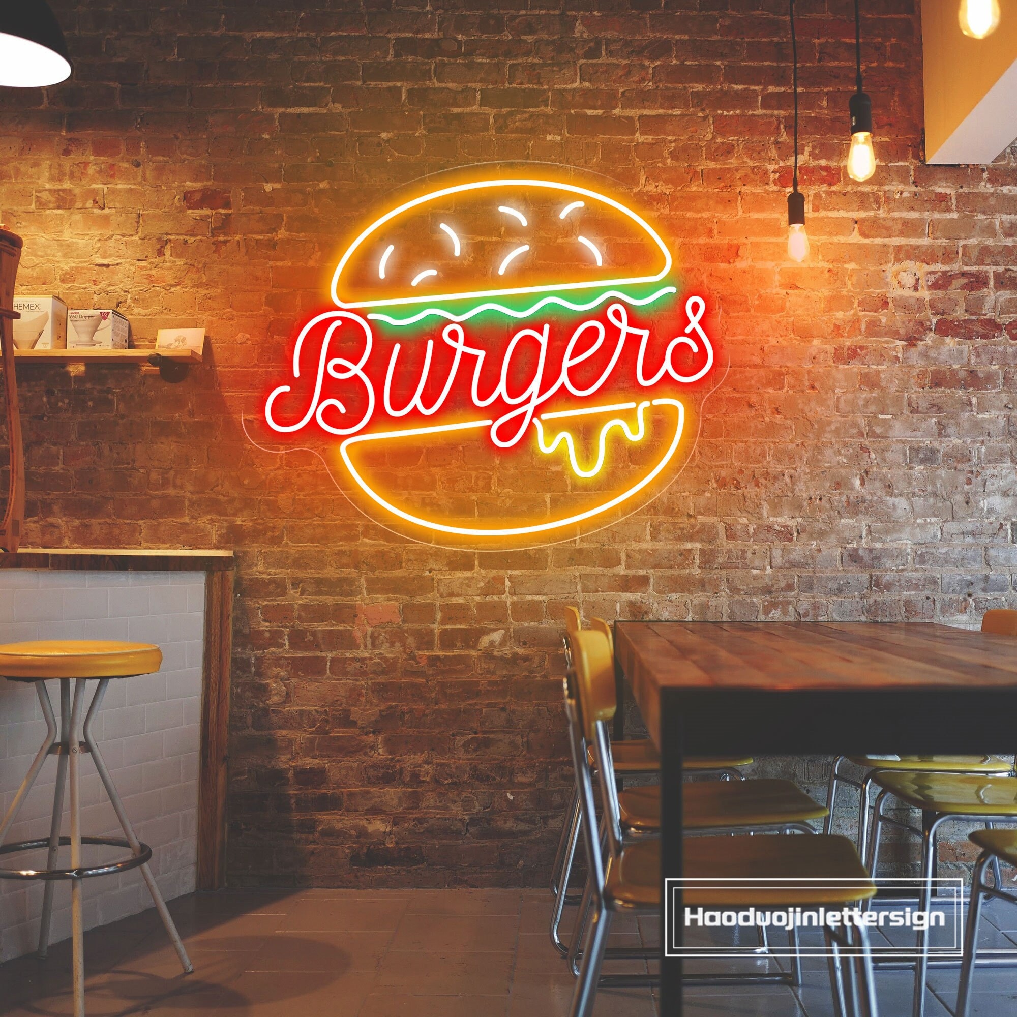 Letrero de neón de hamburguesa letrero de neón con luz LED - Etsy México