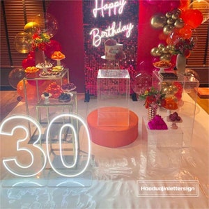 Custom Number LED Neon Sign, Thirty Light up Neon Number Letter ...