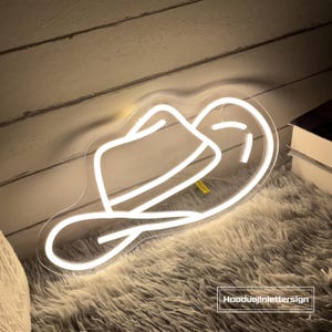 Cowgirl Hat LED Neon Sign, Cowboy Hat Neon Light Sign, Custom Western ...