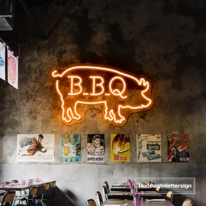 BBQ Pig Neon Sign, Custom Korean Restaurant Steak House LED Neon Light ...
