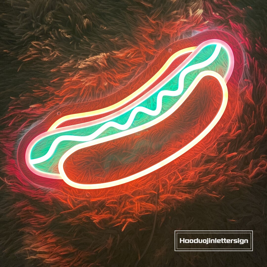 Hot Dog Neon Sign, Custom Burger Sandwiches Restaurant LED Neon Light ...