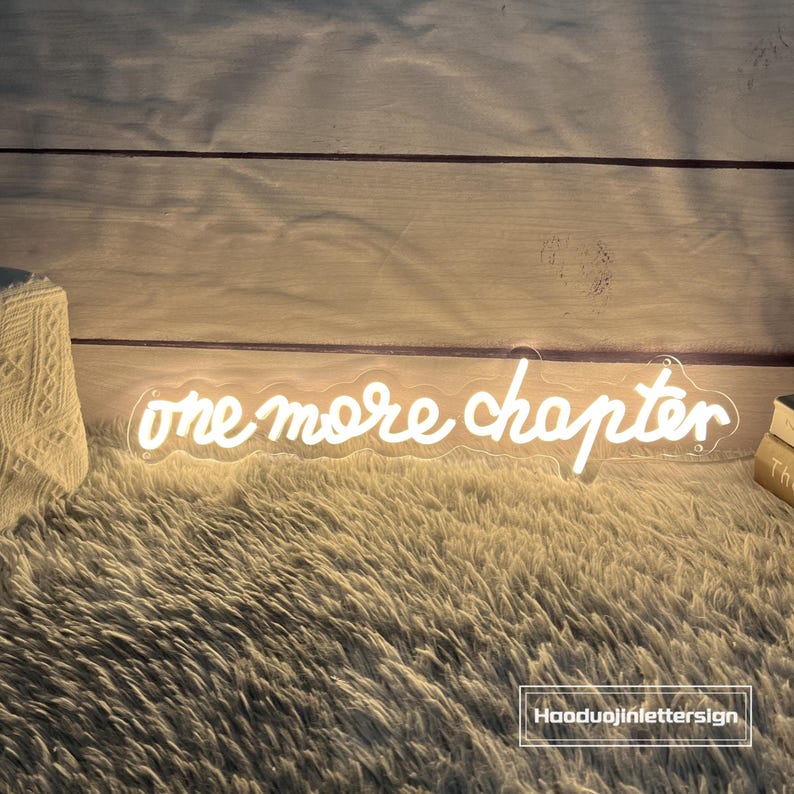 One More Chapter LED Neon Sign, Custom Home Library Neon Light Reading ...