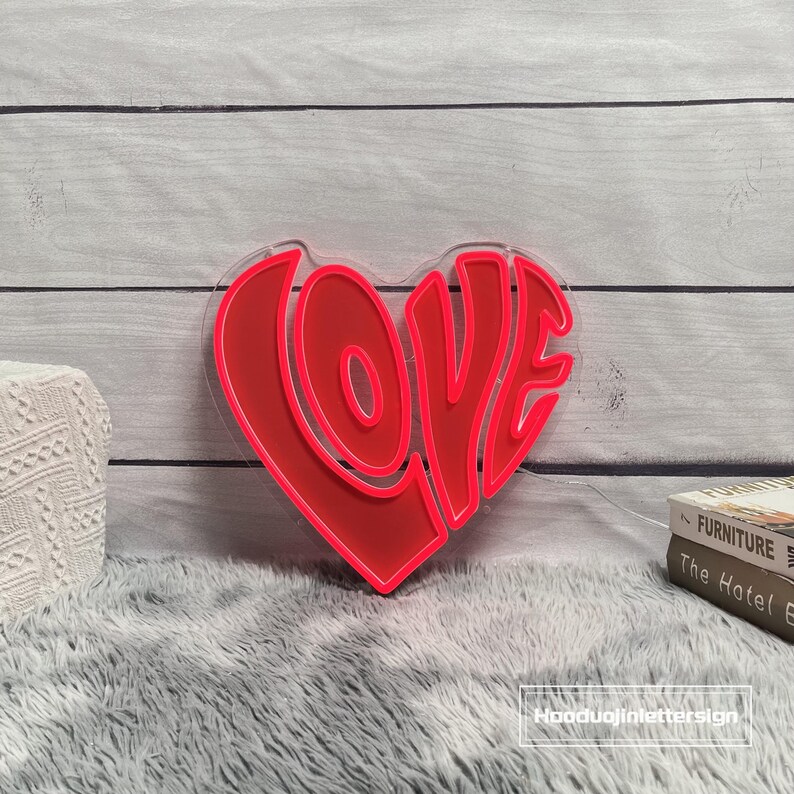Love LED Neon Sign, Custom UV Printed Valentine's Day Neon Light ...