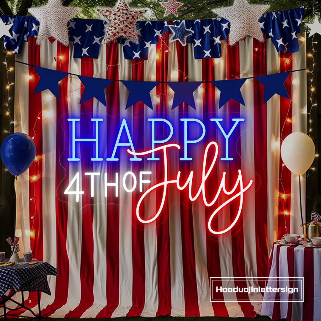 Happy 4th of July Neon Sign, Custom Happy Independence Day LED Neon ...