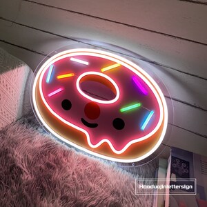 Cute Donut Neon Sign, Custom Food Bakery Dessert Sweet Donuts LED Neon ...