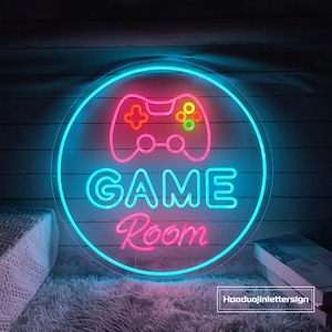 Game Pad Game Room Neon Sign Custom Game Gaming Room Controller LED ...