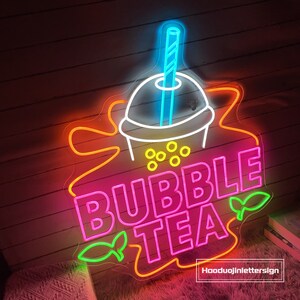 Bubble Tea Neon Sign, Custom Boba Tea Milk Tea LED Neon Light Drinks ...