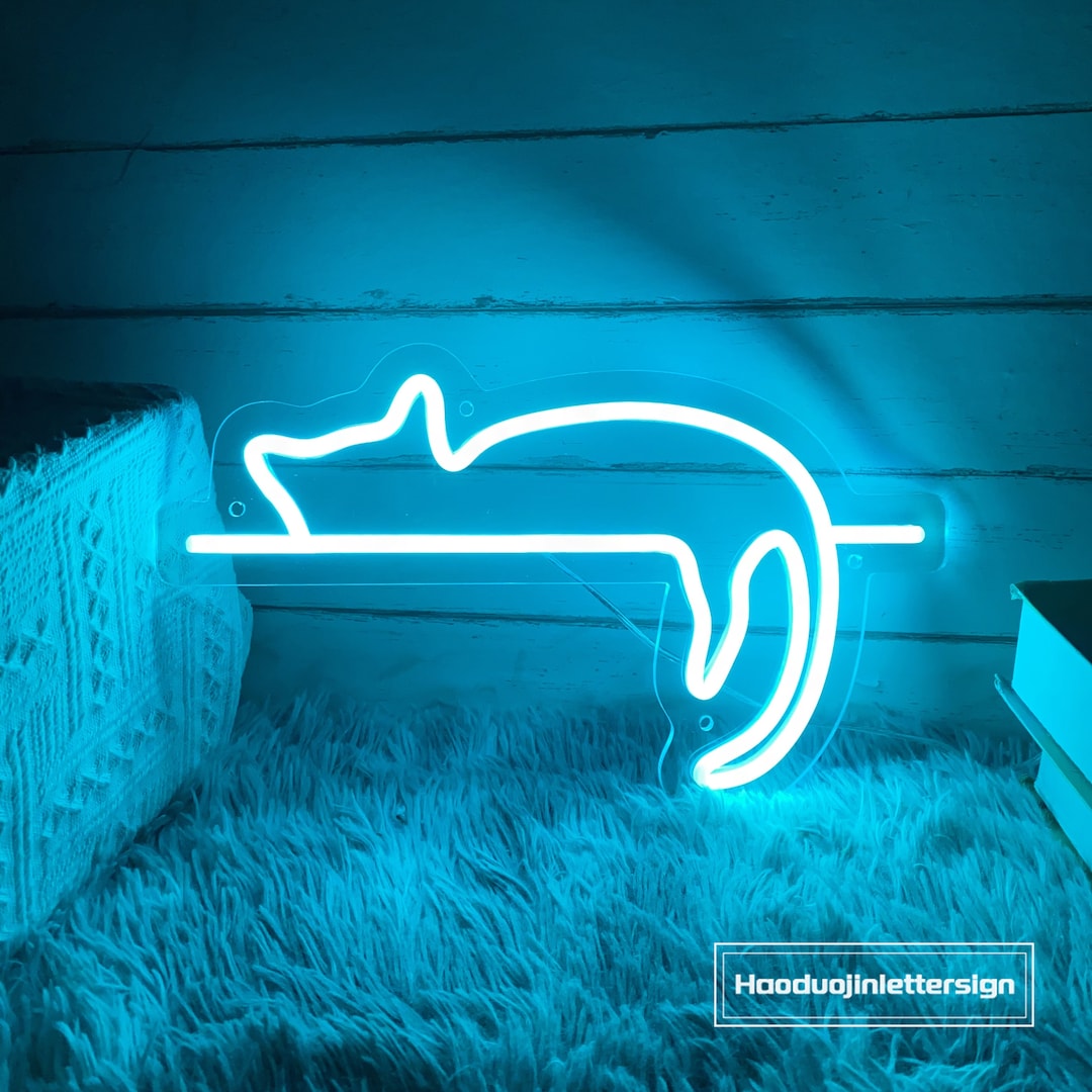 Lazy Cat LED Neon Sign, Custom Cute Animal Pet Neon Night Light Nursery ...