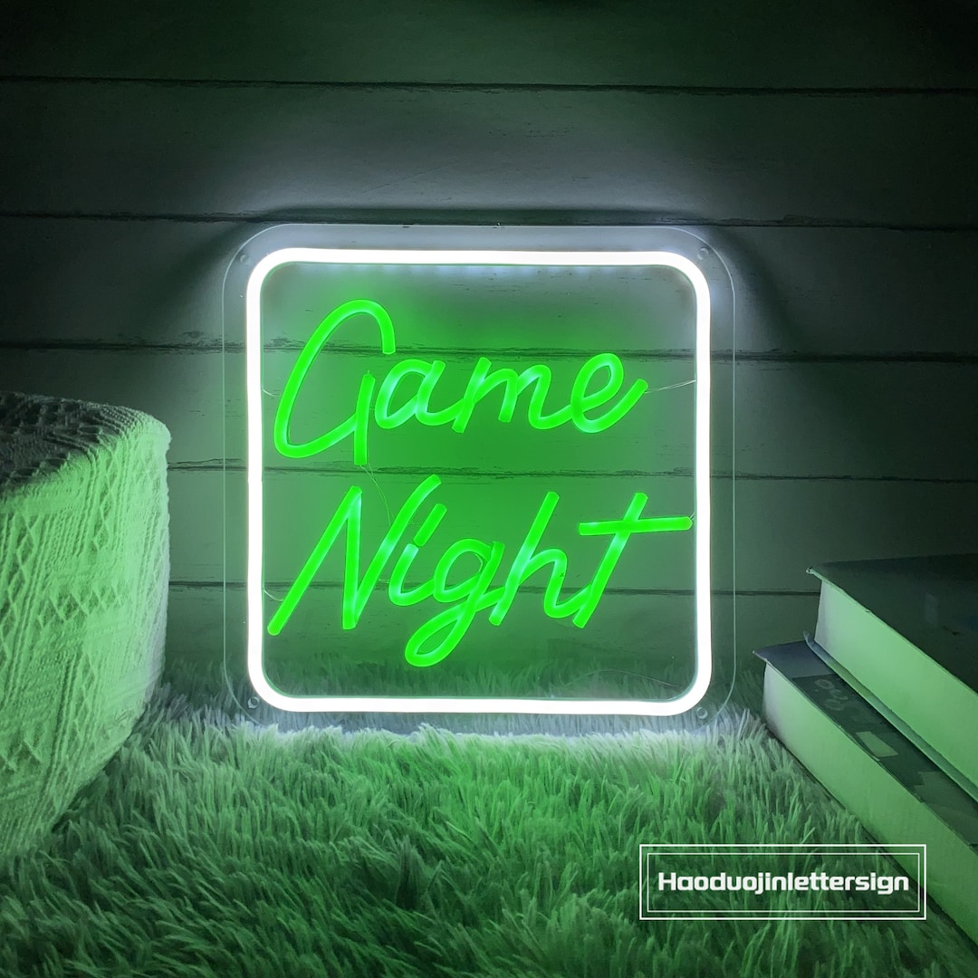 Game Night Neon Sign, Custom Gaming Room LED Neon Light Game Room Zone ...