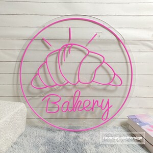 Bakery Croissant LED Neon Sign, Custom Bakery Shop Neon Light Sign ...