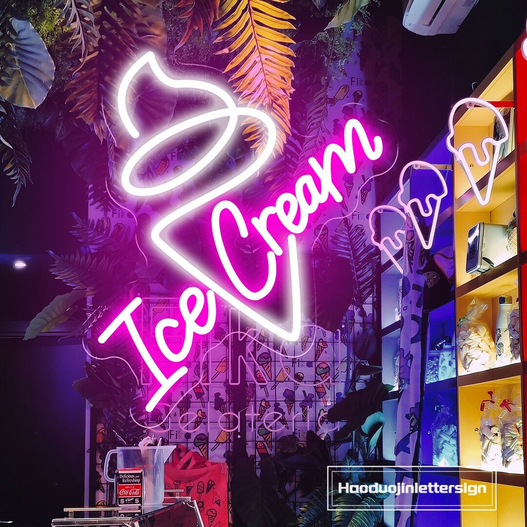Ice Cream Custom Restaurant LED Neon Sign Light up Sign Home Wall Decor ...