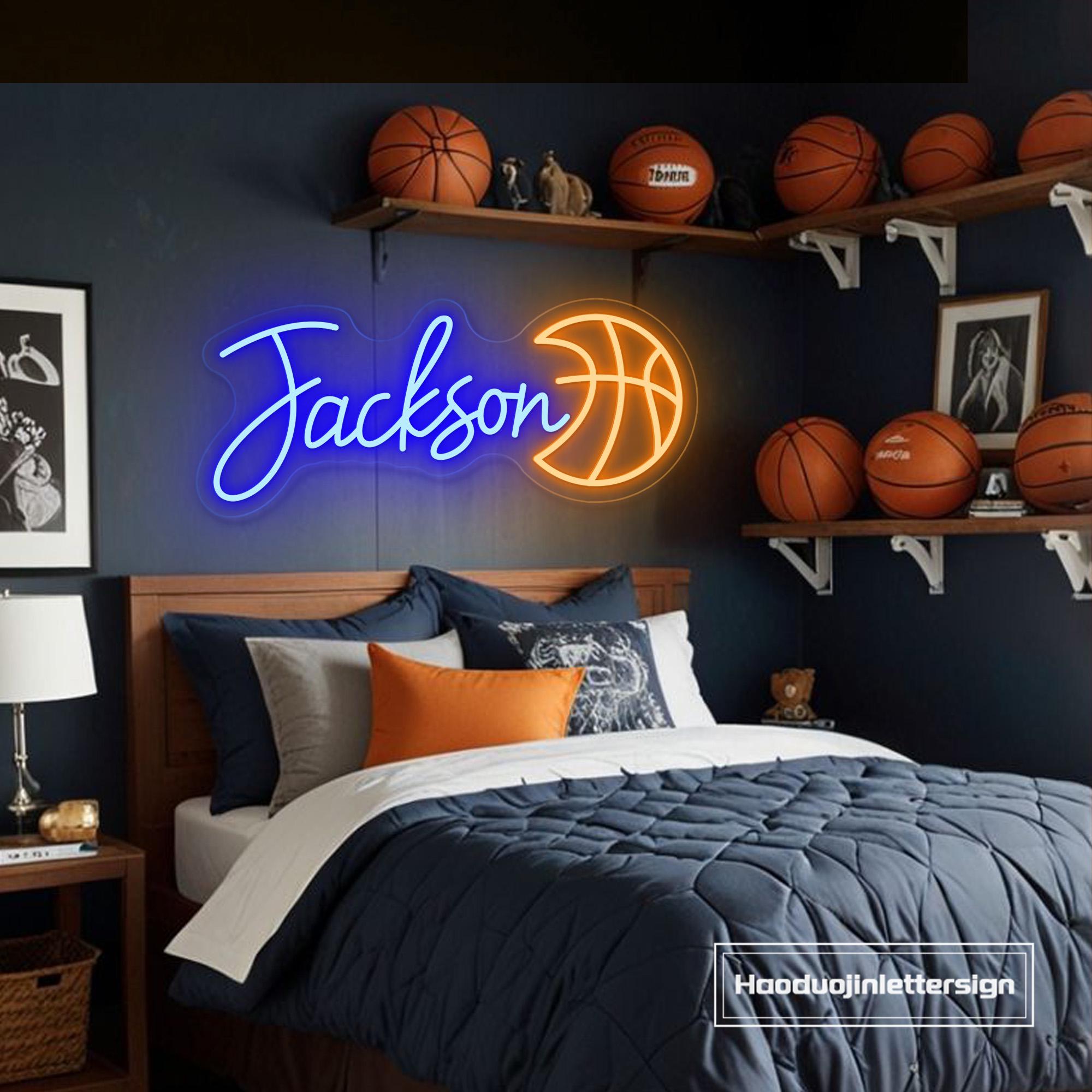 Custom Basketball Name Neon Sign, Boy's Bedroom Nursery Name LED Neon ...