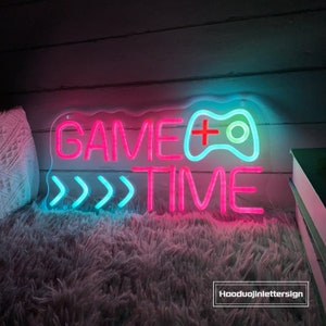 Game Time Neon Sign, Custom Game Room LED Neon Light up Sign Gaming ...
