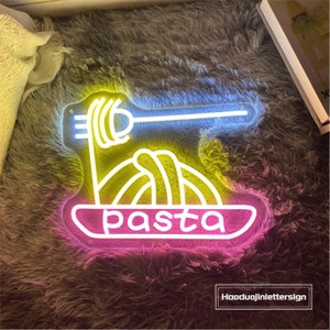 Pasta Neon Sign, Custom Italian Restaurant Spaghetti Noodle LED Neon ...