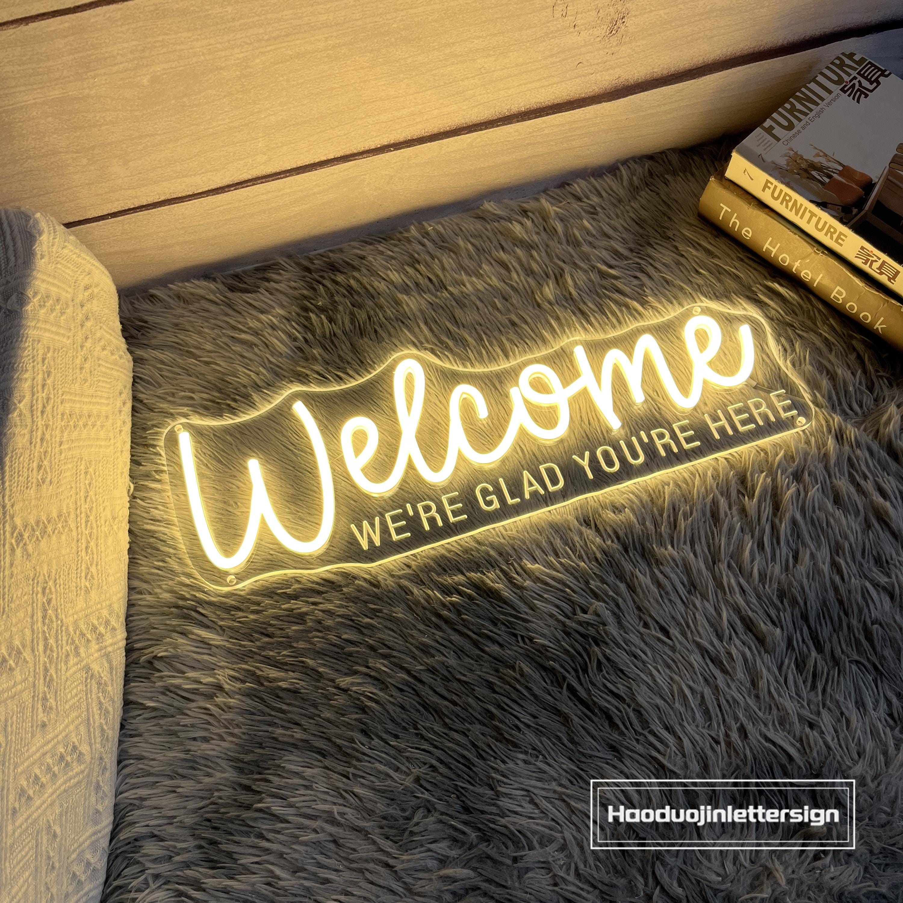 Welcome We're so Glad You're Here Neon Sign, Church Entry Way, Welcome Door Sign for Office ...